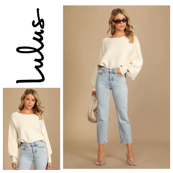 Lulus | Sweaters | Lulus Come And Cuddle Cream Ribbed Knit Dolman ...